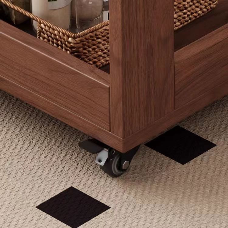 Traditional Chinese Rubberwood Mobile Rectangular Coffee Table 3-Tier ...