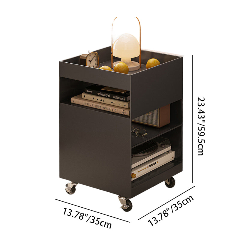 Modern Minimalist Iron Mobile Square End Table 4-Tier For Living Room ...