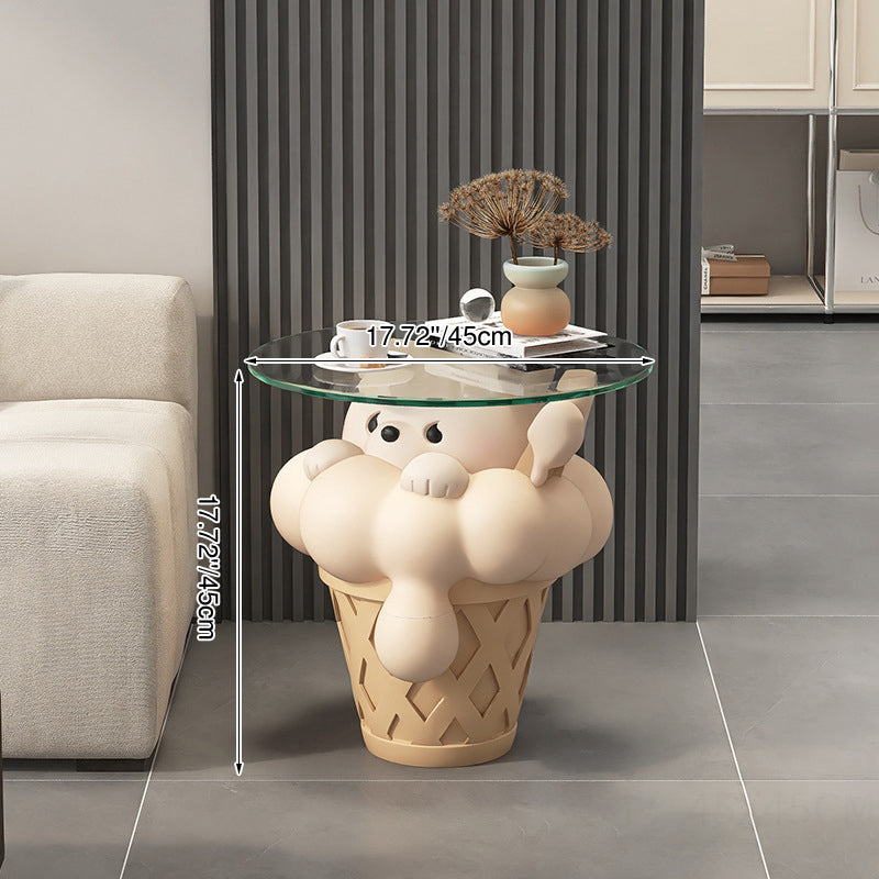 Modern Art Deco Resin Glass Kid Cartoon Cat Dog Bear Side Table 1-Tier ...