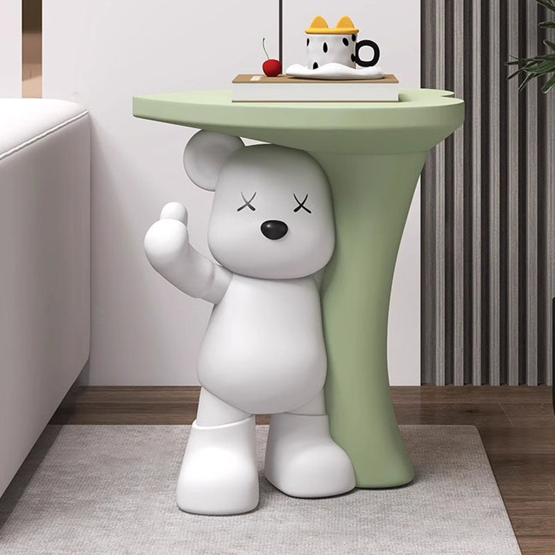 Modern Art Deco Resin Kids Heart Bear Side Table 1-Tier For Living Roo ...