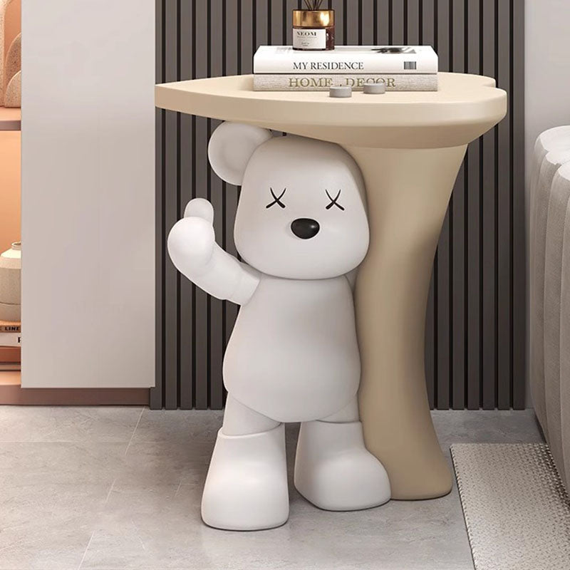 Modern Art Deco Resin Kids Heart Bear Side Table 1-Tier For Living Roo ...
