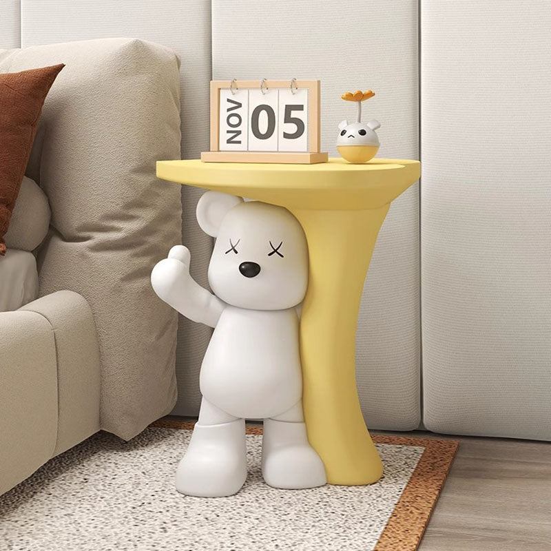 Modern Art Deco Resin Kids Heart Bear Side Table 1-Tier For Living Roo ...