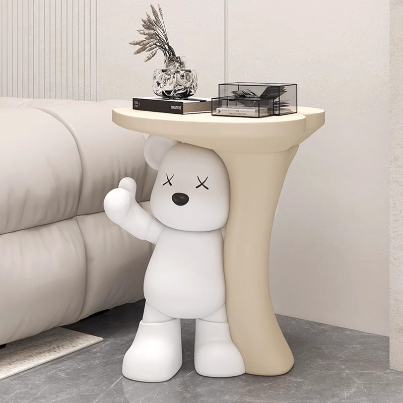 Modern Art Deco Resin Kids Heart Bear Side Table 1-Tier For Living Roo ...
