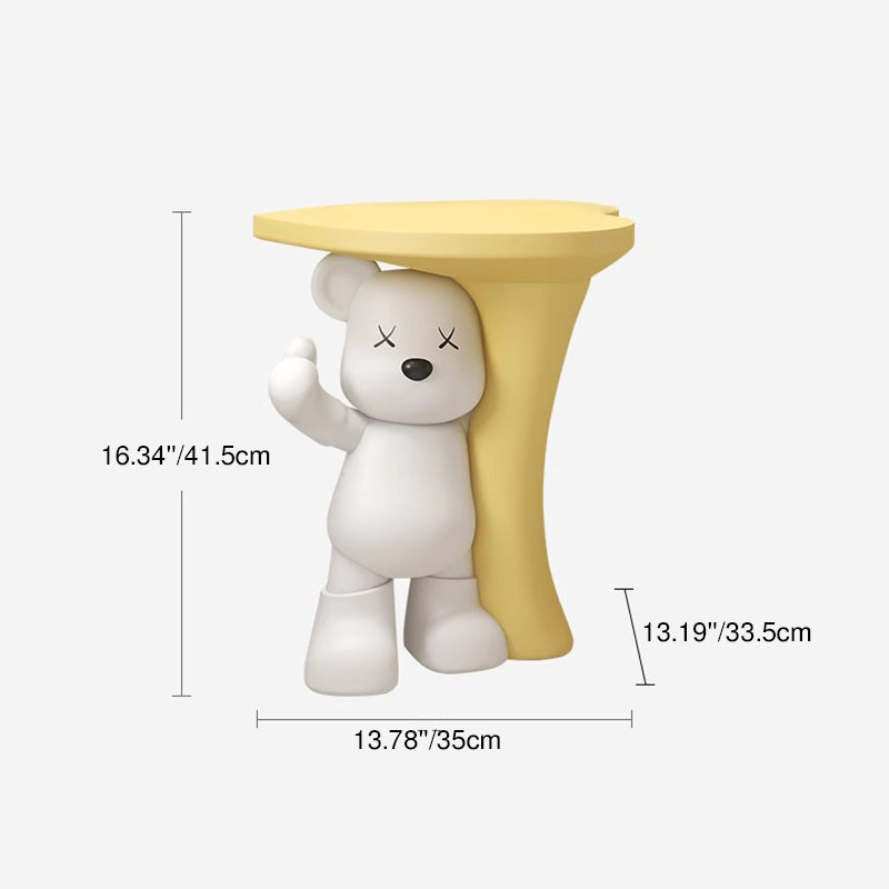 Modern Art Deco Resin Kids Heart Bear Side Table 1-Tier For Living Roo ...