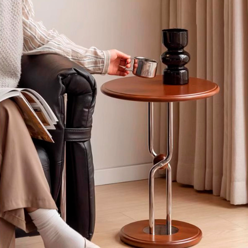 Traditional Chinese Rubberwood Stainless Steel Round Sphere End Table ...