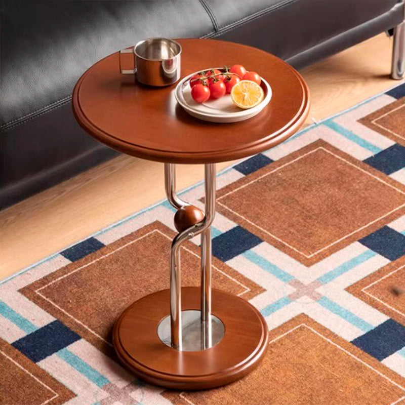 Traditional Chinese Rubberwood Stainless Steel Round Sphere End Table ...