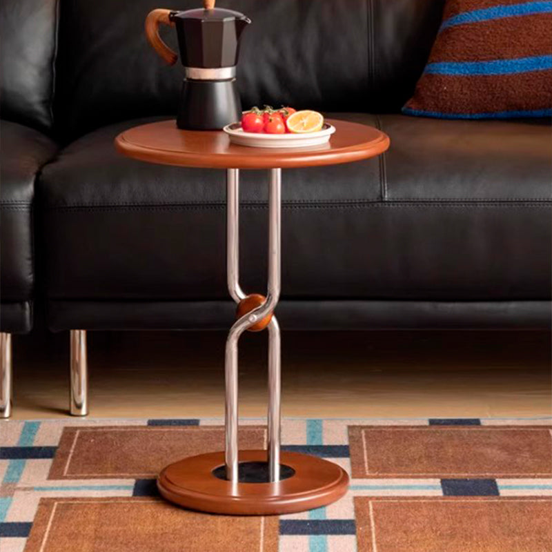 Traditional Chinese Rubberwood Stainless Steel Round Sphere End Table ...