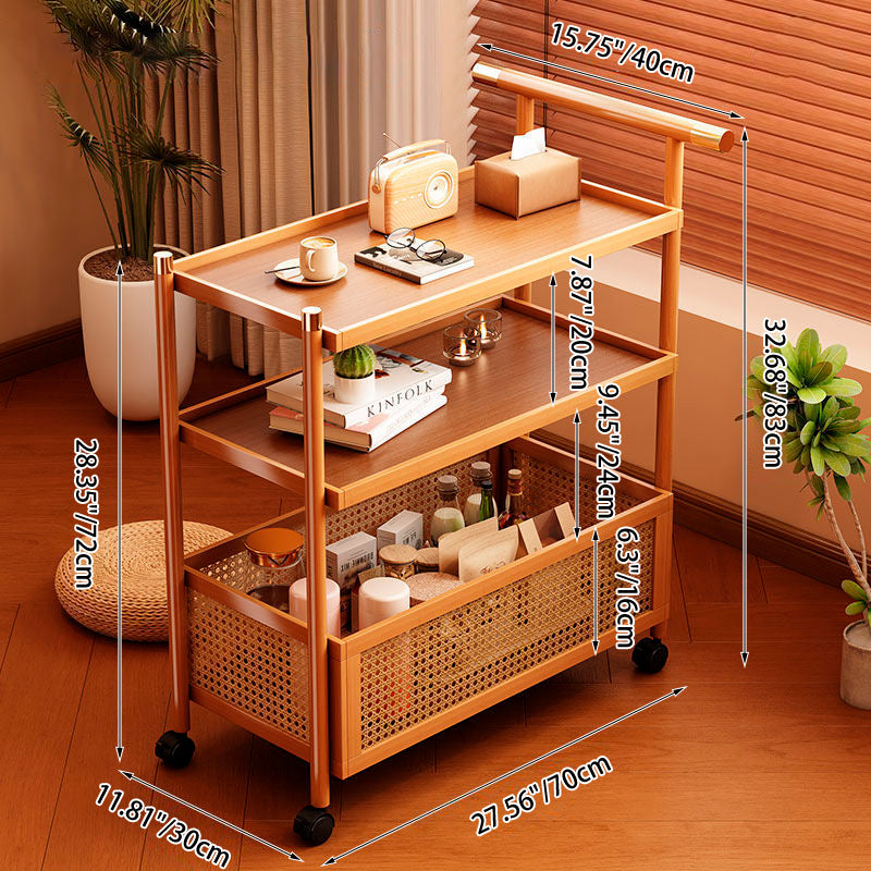 Traditional Chinese Bamboo Woven Rattan Rectangular Mobile Side Table ...