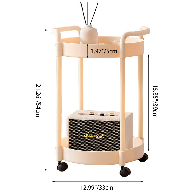 Modern Minimalist PP Plastic Round Mobile Side Table 2-Tier For Living ...