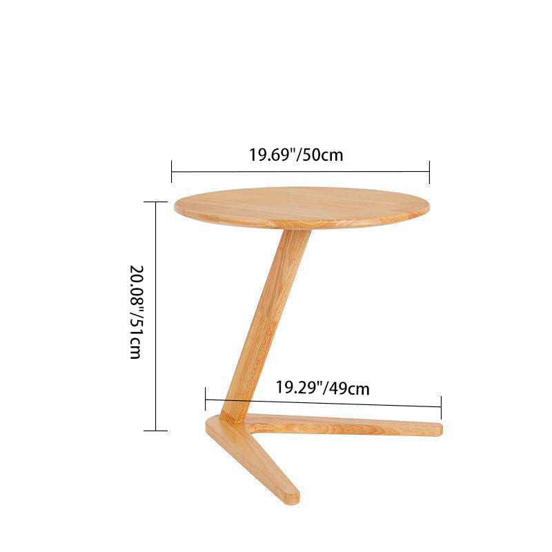 Traditional Chinese Solid Wood Round Triangle-Base End Table 1-Tier Fo ...