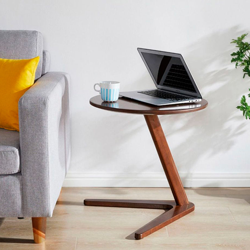 Traditional Chinese Solid Wood Round Triangle-Base End Table 1-Tier Fo ...