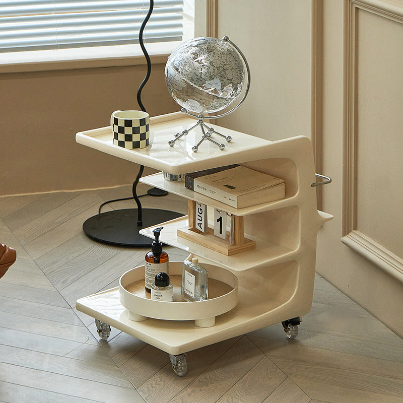 Contemporary Nordic Rectangular PC Plastic End Table 4-Tier Movable Fo ...