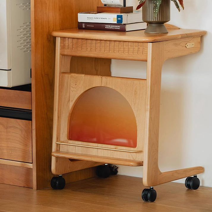 Contemporary Nordic Movable Square Wood End Table 1-Tier For Living Ro ...