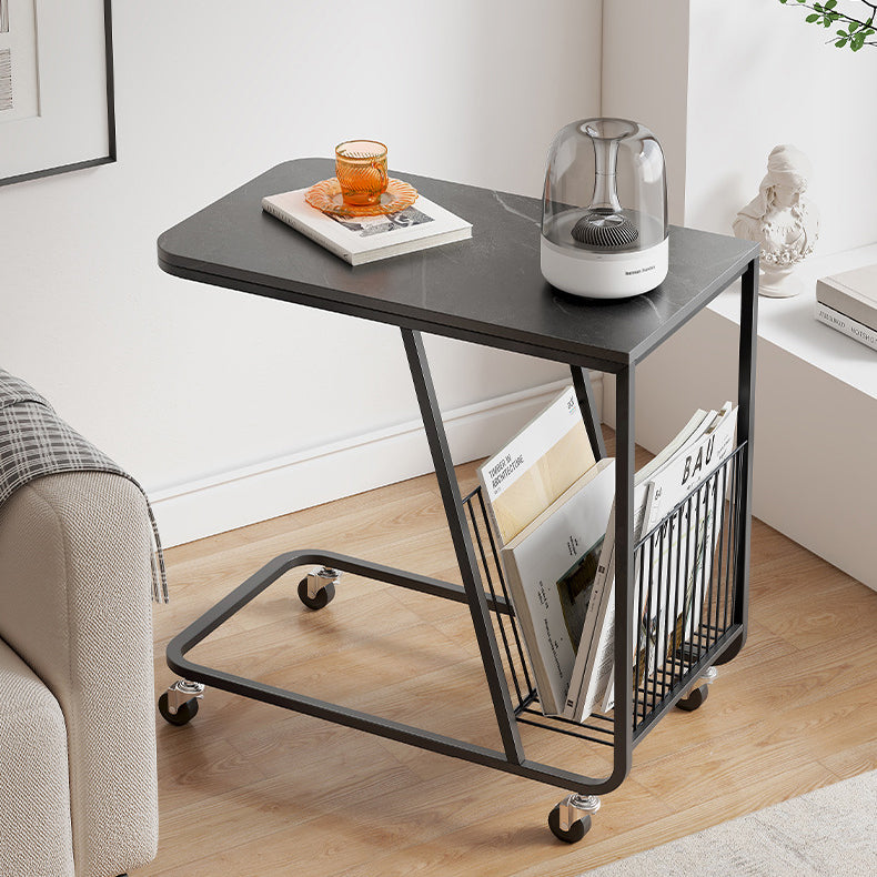 Contemporary Nordic Rounded Corner Sintered Stone Top Movable Side Tab ...