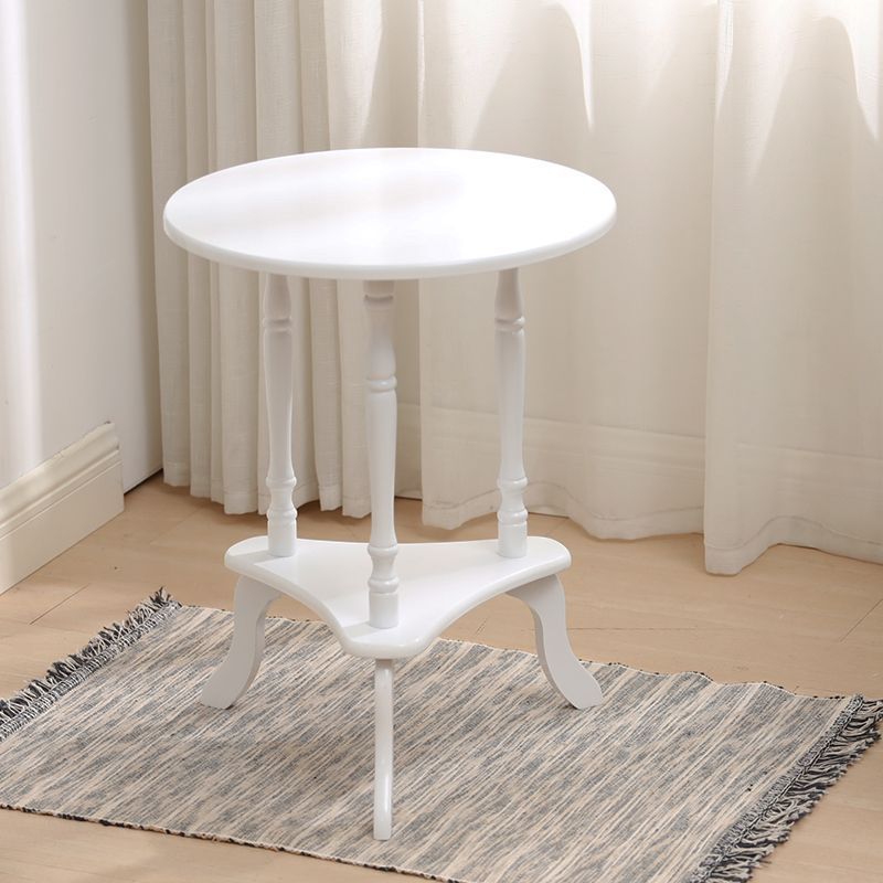 Traditional European Solid Wood Round Top Tripod Base End Table 2-Tier ...