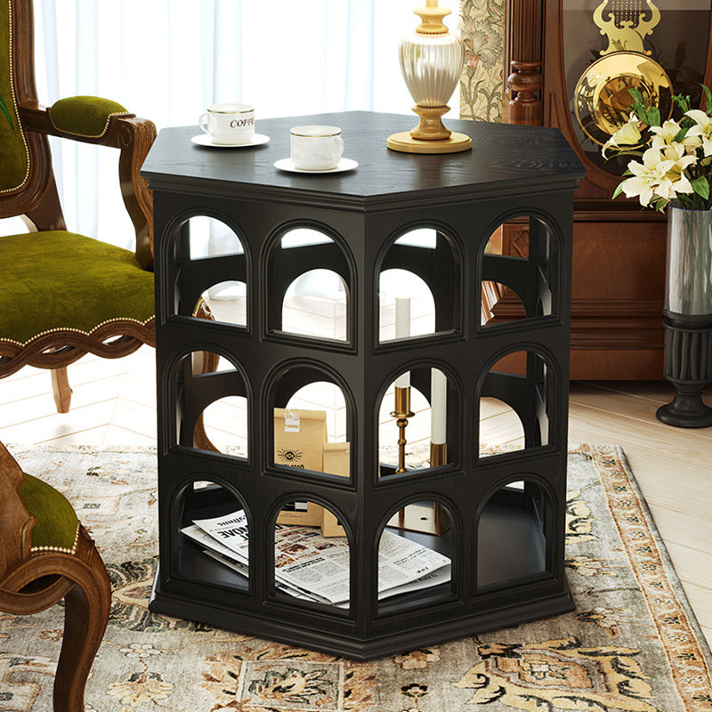 Contemporary Retro Hexagonal Solid Wood Hollow End Table For Living Ro ...