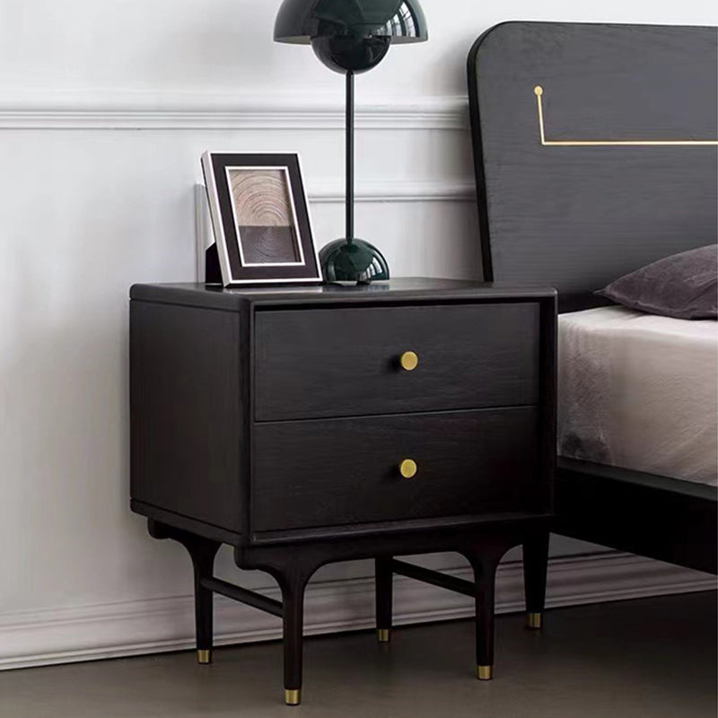Contemporary Luxury Solid Wood Cube Nightstand 2-Drawer For Bedroom ...