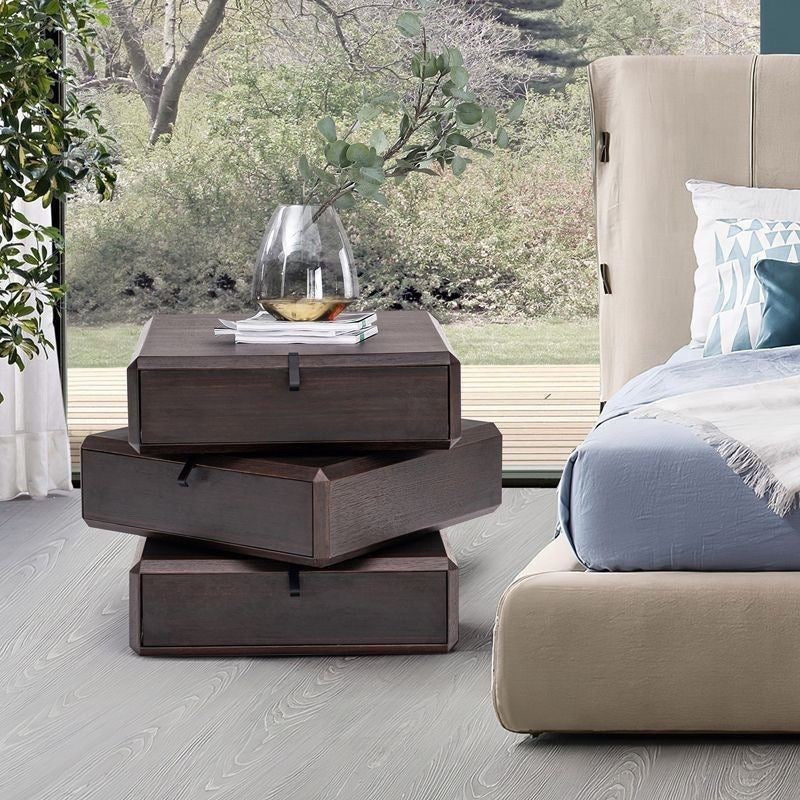 Traditional Vintage Solid Wood Cube Rotating 3-Tier Storage Drawers Fo ...