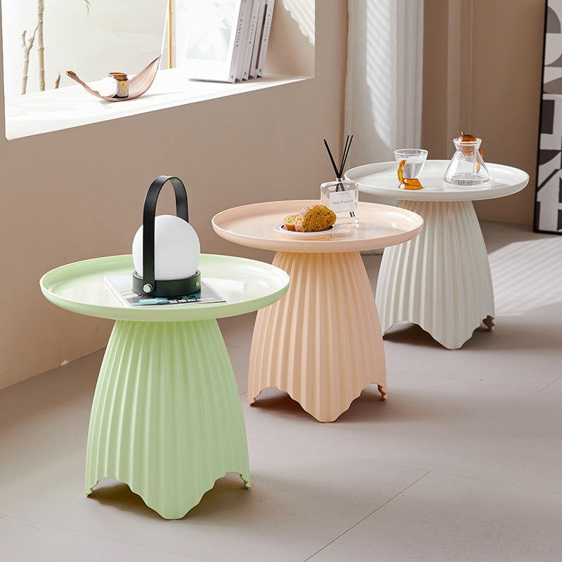 Contemporary Scandinavian Round Lace Base Plastic End Table For Living ...