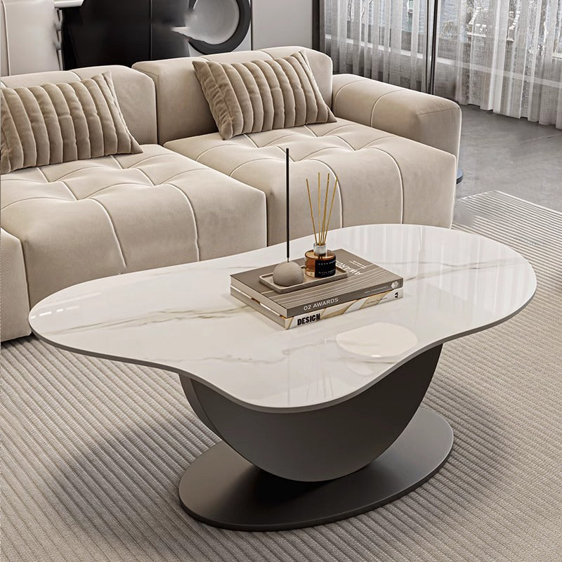 Contemporary Scandinavian Cloud Shape Irregular Oval Iron Rock Slab Co ...