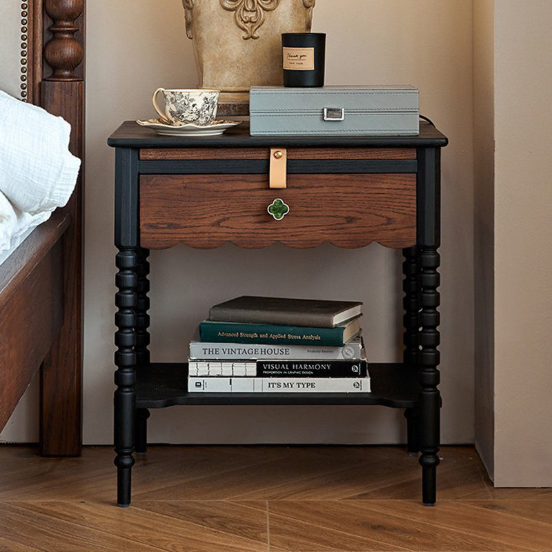 Traditional Vintage Expandable Rectangle Square Red Oak Side Table 1-D ...