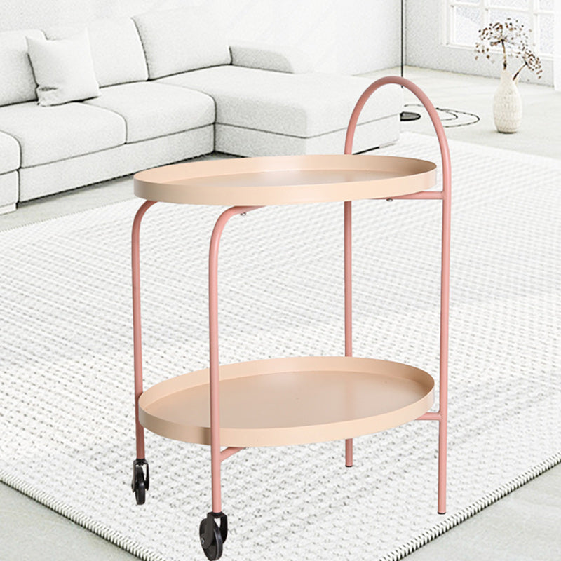 Contemporary Scandinavian Oval Tabletop Iron Metal Side Table 2-Tier F ...