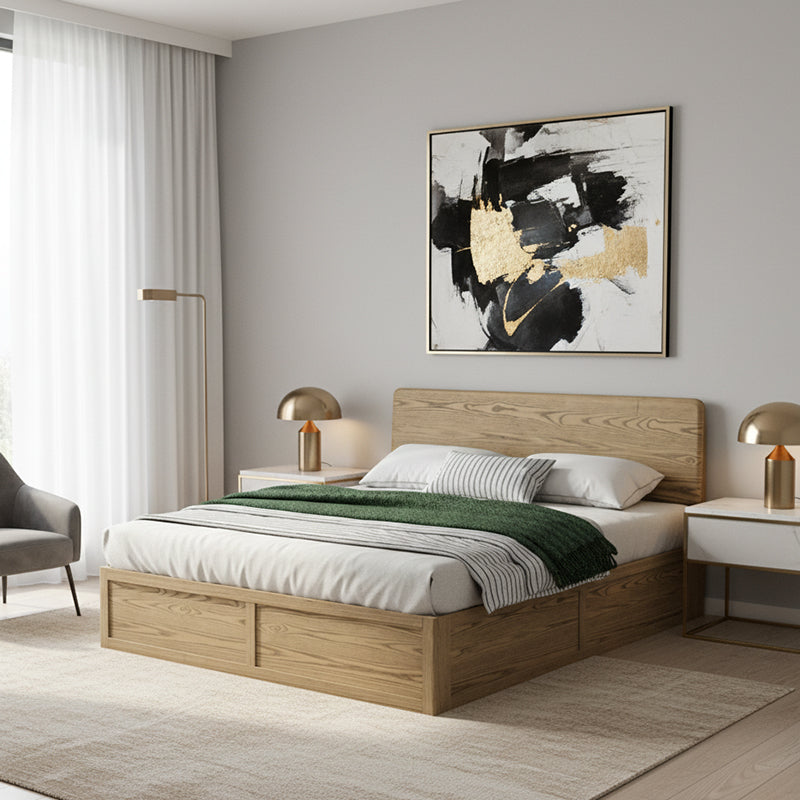 Versatile Minimalist Storage Bed Frame - All-Wood Lift-Top Design Bed ...