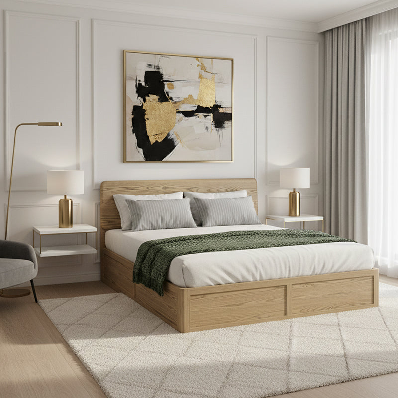 Versatile Minimalist Storage Bed Frame - All-Wood Lift-Top Design Bed ...