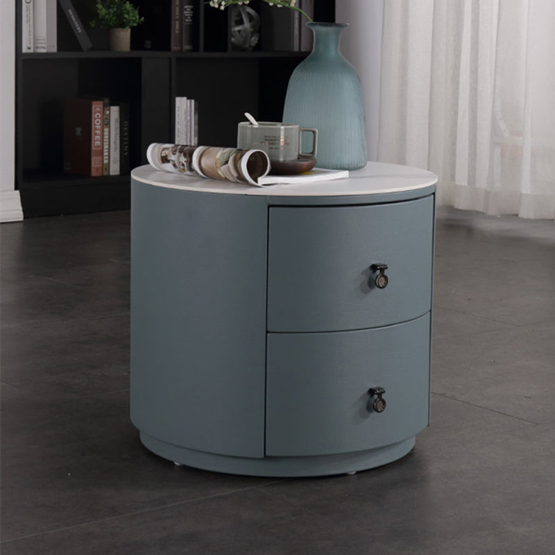 Rounded Nordic Bedside Table - Scratch-Resistant & Safe Rock Slab Surf ...