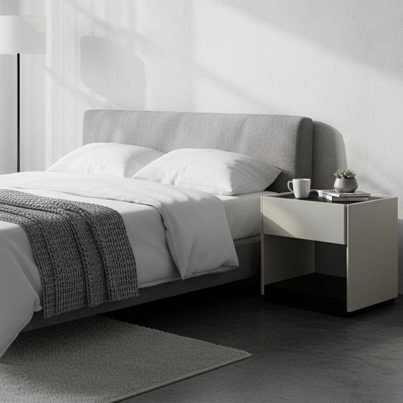 Premium Wood Veneer Nightstand - Sleek Design & Durable Build Bedside ...