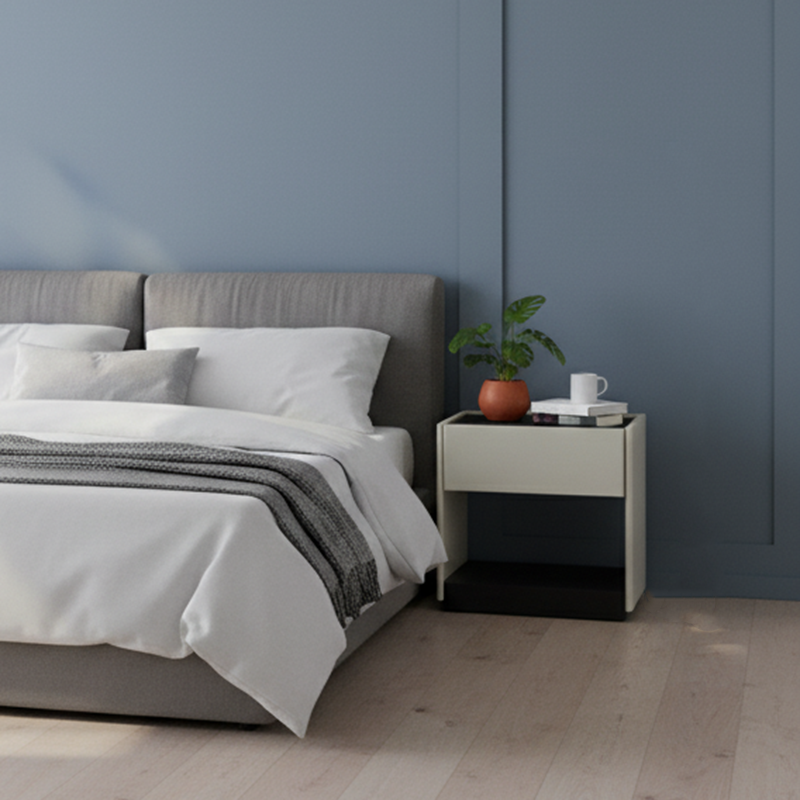 Premium Wood Veneer Nightstand - Sleek Design & Durable Build Bedside ...