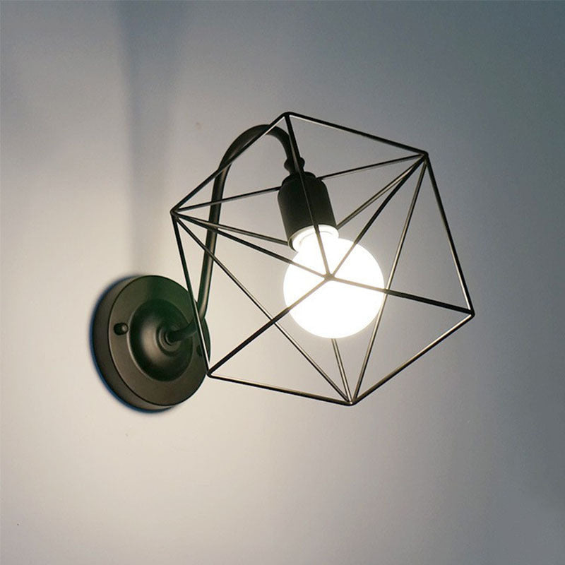 Contemporary Rustic Iron Square Frame 1-Light Wall Sconce Lamp For Liv ...