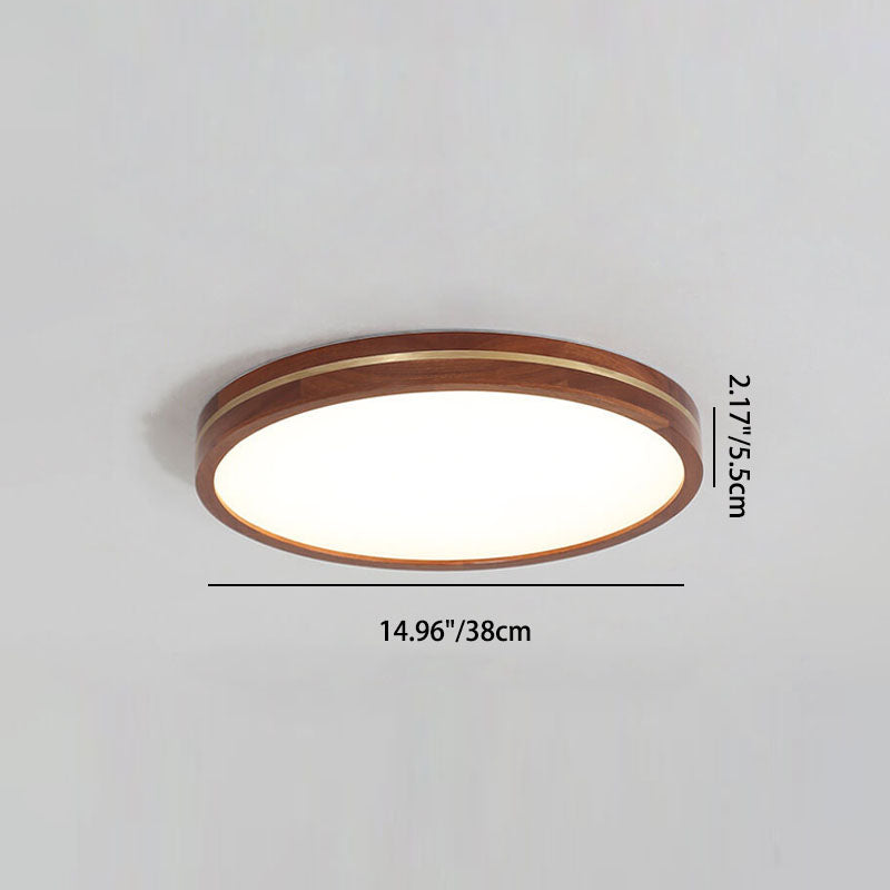 Modern Wooden Slim Walnut Color LED Flush Mount Light – BulbSquare