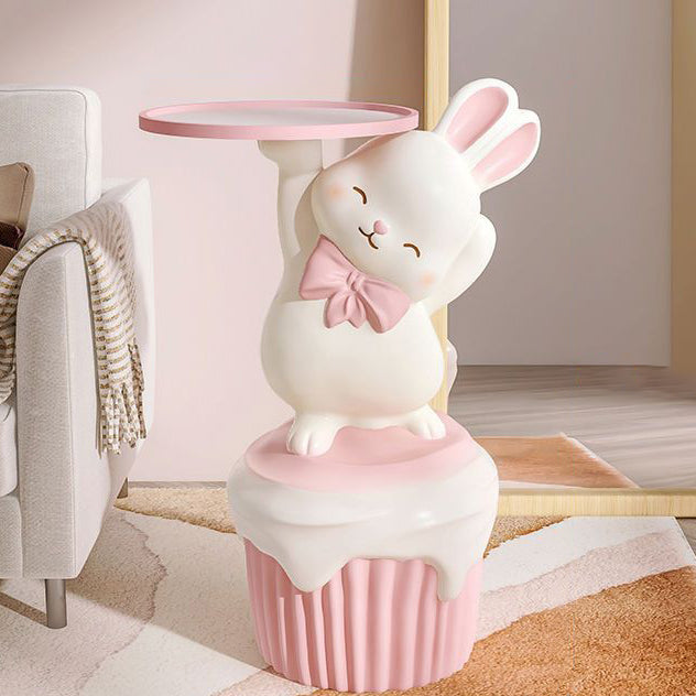 Contemporary Creative Cartoon Rabbit Resin Side Table 1-Tray For Livin ...