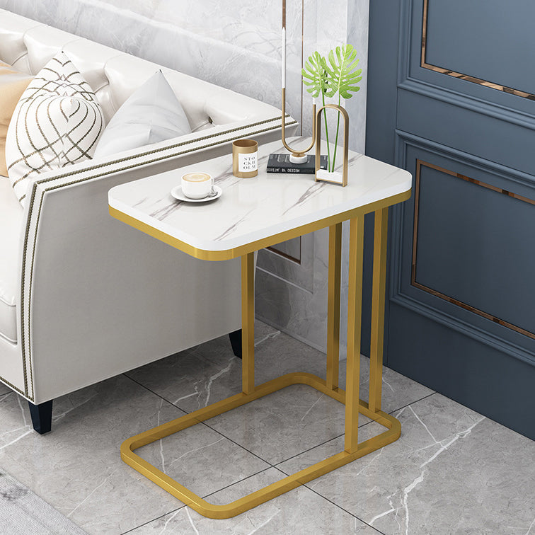 Modern Minimalist Square Metal Artificial Panel End Table For Living R ...