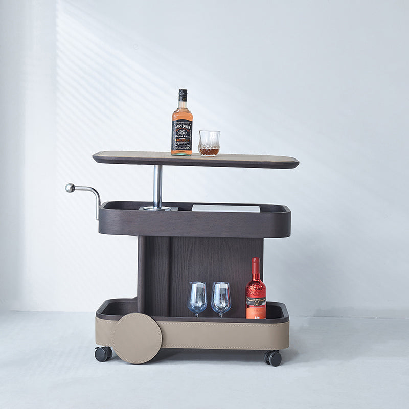 Rolling Adjustable Swivel Table Top Saddle Leather Side Table - Creati ...