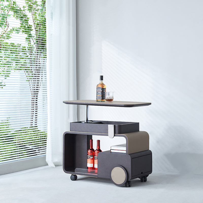 Elegant Rolling Saddle Leather Acrylic Side Table - Creative Multi-Fun ...