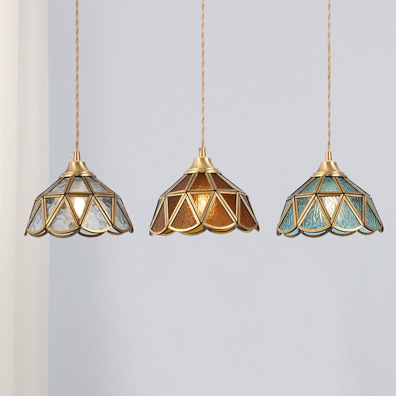 Japanisches Vintage-Wassermuster-Glas-Kegel 1-Licht Pendelleuchte ...