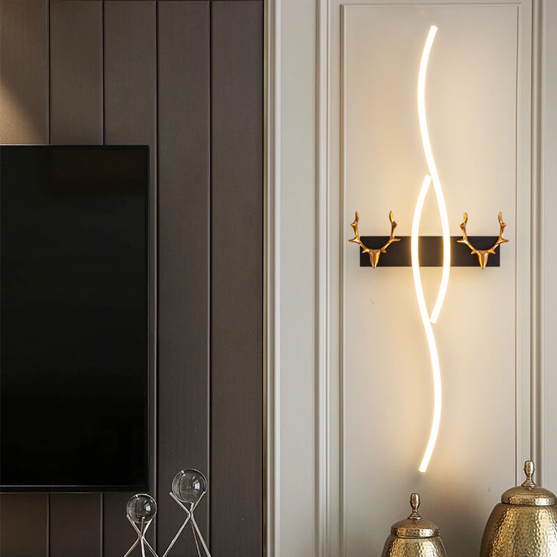 Nordic Light Luxury Strip Curve Antler LED Wall Sconce Lamp – BulbSquare