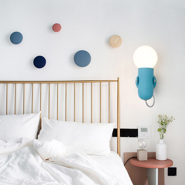 Nordic Creative Solid Color Round Head 1-Light Wall Sconce Lamp ...