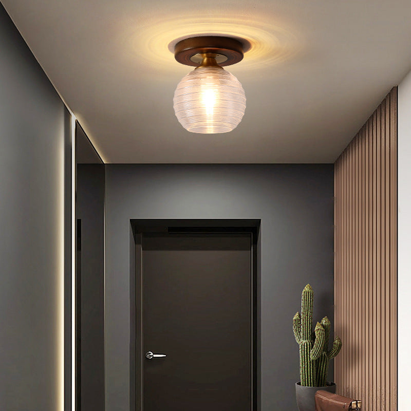 Nordic Solid Glass Square Round Geometry 1-Light Semi-Flush Mount Ceil ...