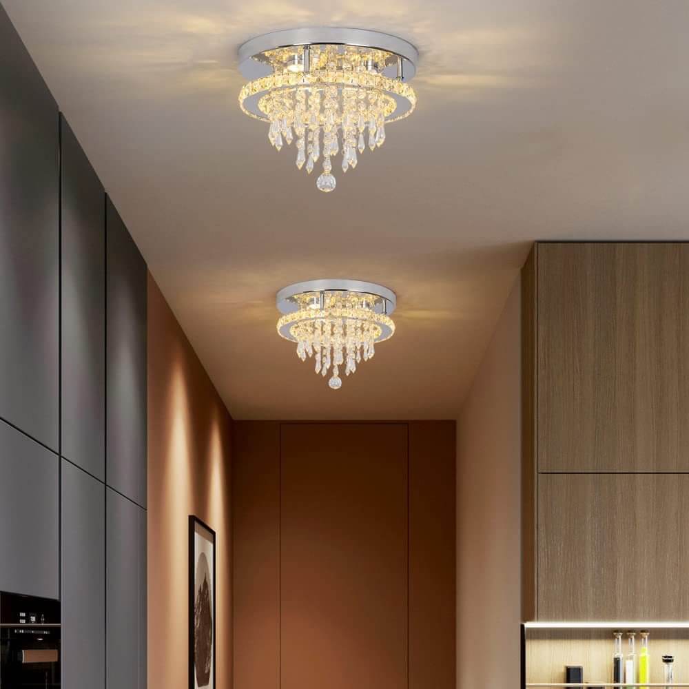 Modern Light Luxury Round Crystal LED Flush Mount Ceiling Light ...