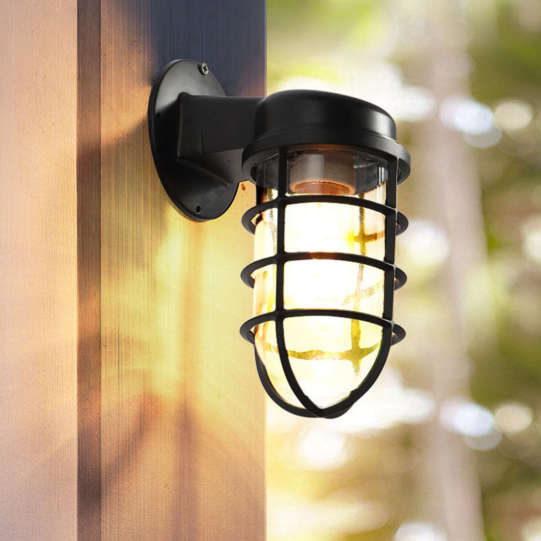 Traditional Colonial Cylinder Iron Glass 1-Light Wall Sconce Lamp For ...