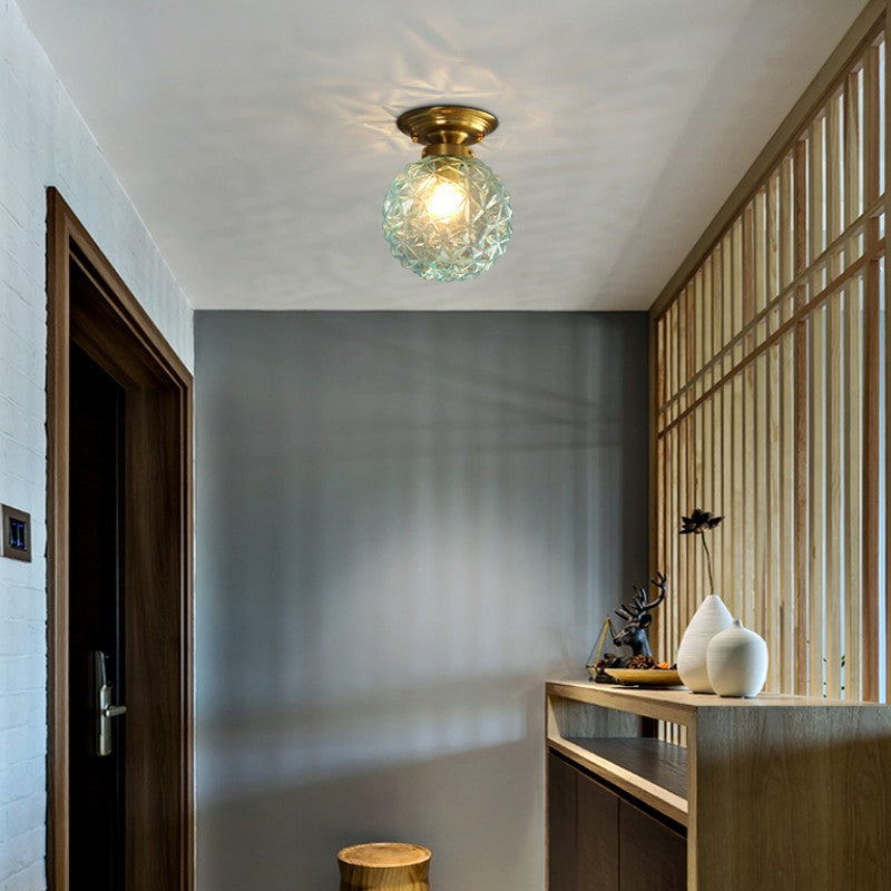 Modern Light Luxury Star Textured Glass Orb 1-Light Semi-Flush Mount C ...