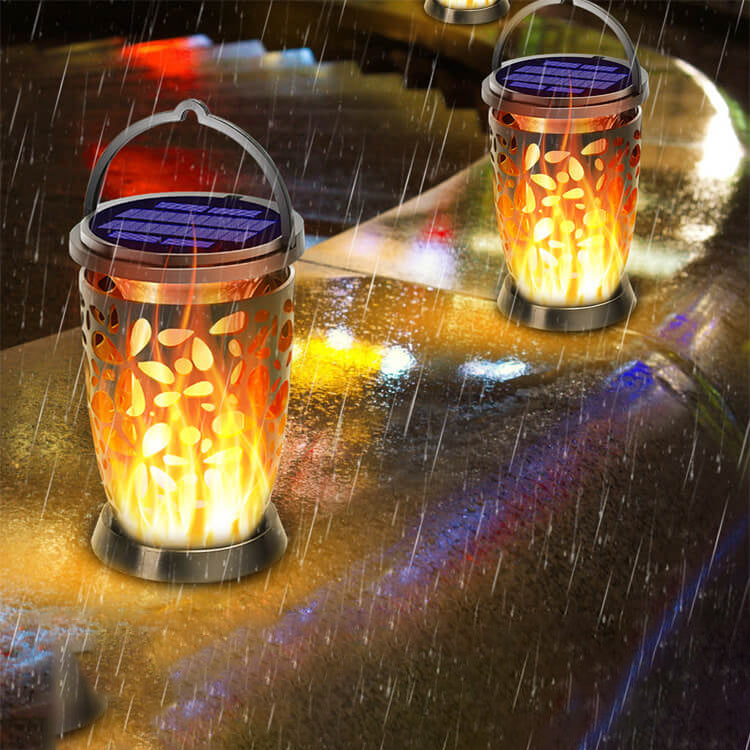 Solar Flame Petal Column Outdoor Garden 96 LED Landscape Decorative Pa ...