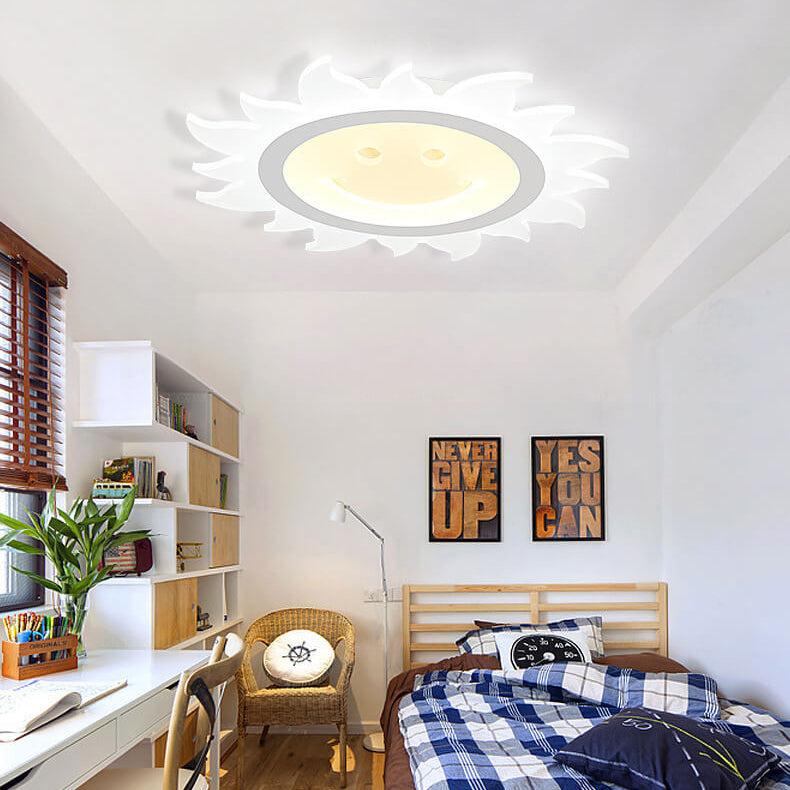 Creative Cartoon Smiley Sun LED Flush Mount Ceiling Light – BulbSquare