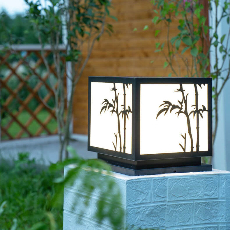 Traditional Chinese Solar Square Stainless Steel Acrylic LED Outdoor L ...