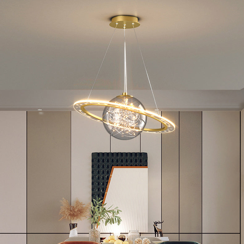 Contemporary Scandinavian Universe Planet Acrylic LED Pendant Light Fo ...