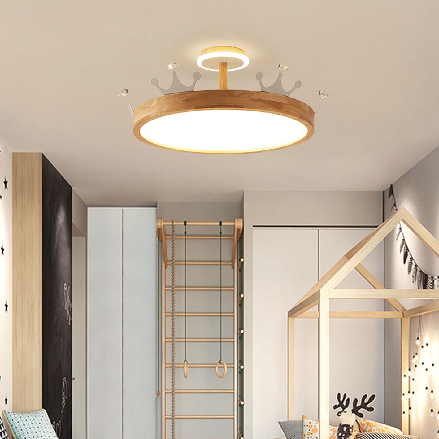 Nordic Log Crown LED Flush Mount Ceiling Light – BulbSquare