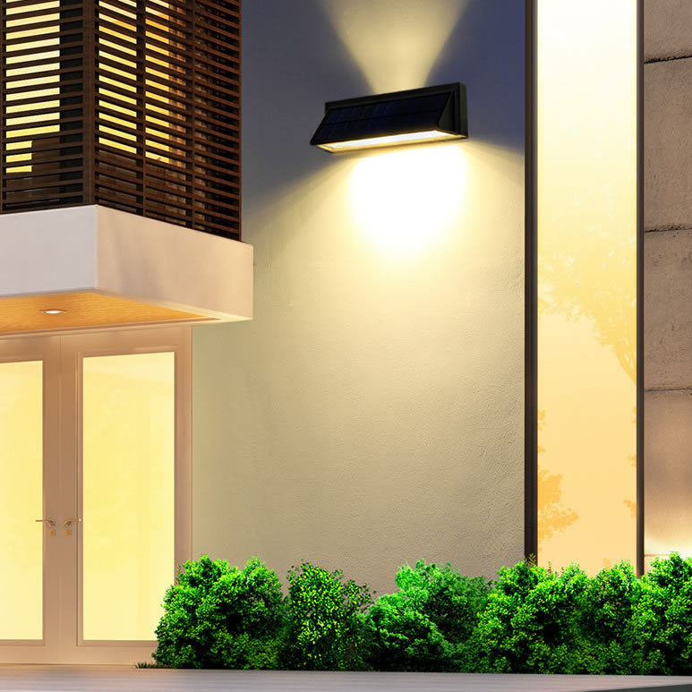 Outdoor Solar Waterproof Rectangular Slant LED Patio Wall Sconce Lamp ...